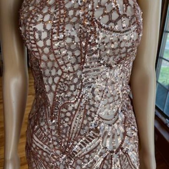 Showpo. | Dresses | Showpo Pink Rose Sequin Strapless Bodycon Formal ...